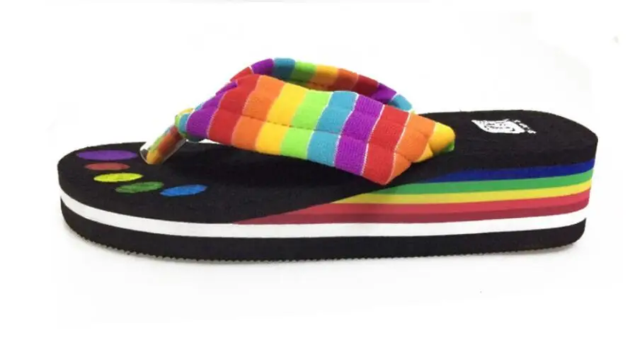 Rainbow Colorful Summer Wedge Slippers - Queerks™