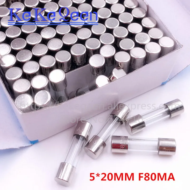 10pcs 5*20 Fast Blow glass fuse 30mA 32mA 40mA 50mA 63mA 80mA 160mA ...