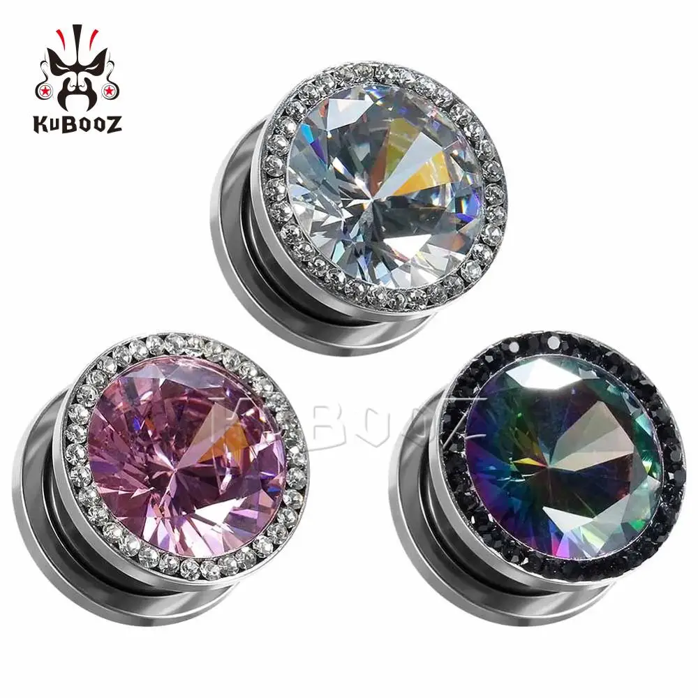 KUBOOZ Fashion Stainless Steel Ear Gauges Plugs Tunnel Expander Screw ...