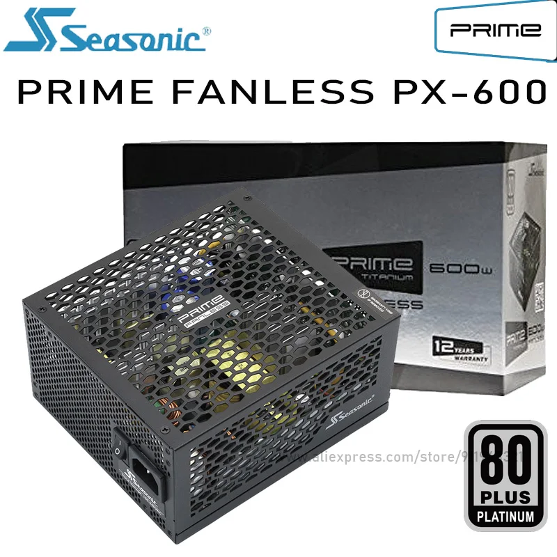 Fonte de alimentação fanless TX 600 seasonic pprime 600w atx 12v 100 ...