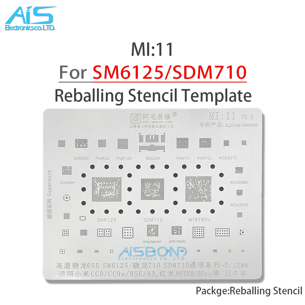 MI11-BGA-Reballing-Stencil-For-Xiaomi-CC9-CC9e-8SE-A3-Redmi-Note-8-Pro ...