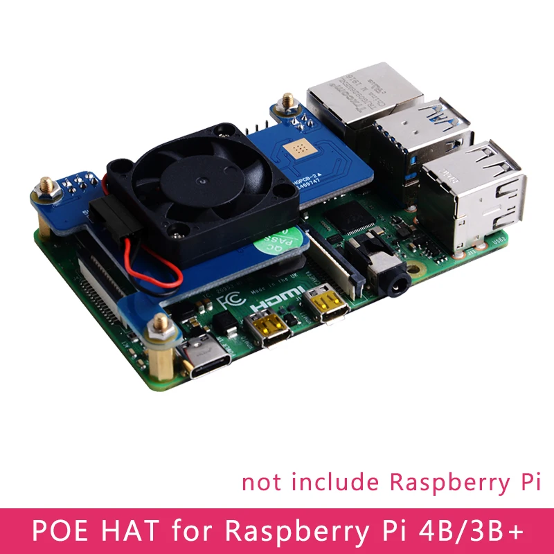 Raspberry Pi 4 Model B PoE HAT Power Over Ethernet Expansion Board with ...