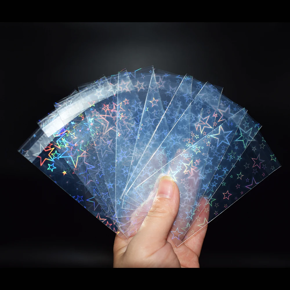 100pcs-lot-57x87-61x88-65x90-Big-Star-Small-Cards-Laser-Clear-Sleeves ...