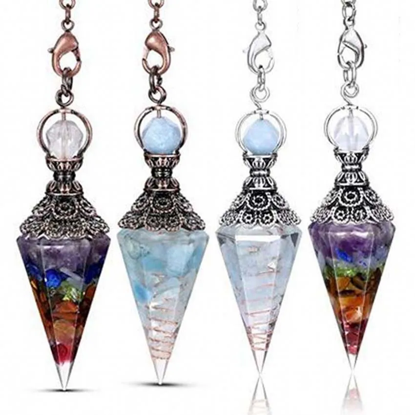 Kft Natural Hexagon Point Pendant Pendulum For Reiki Wicca Dowsing ...