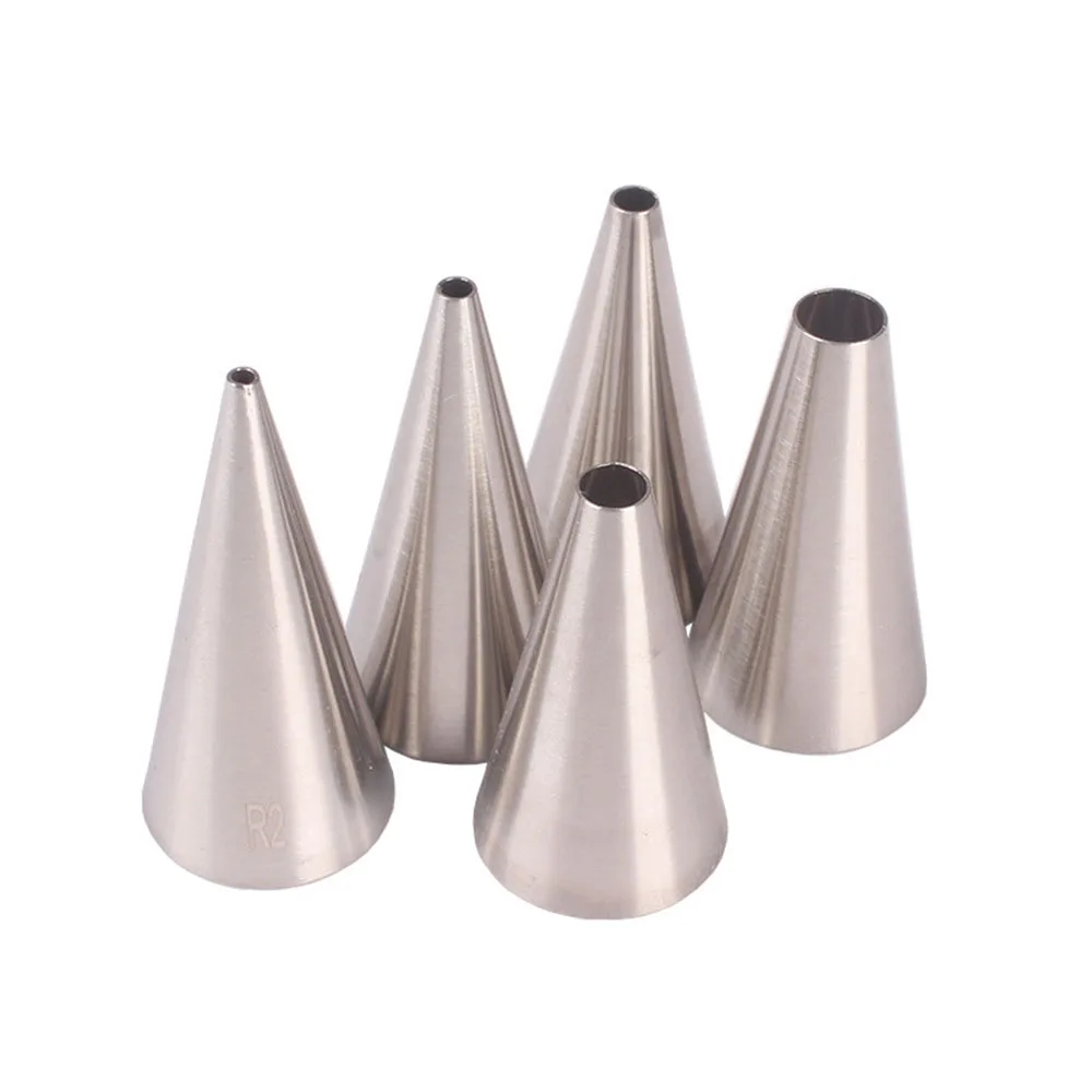 5pcs-Round-Stainless-Steel-Piping-Tips-Pastry-Nozzles-Writing-Cake ...