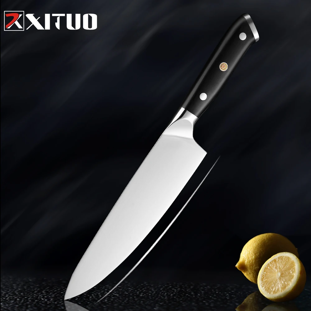 Xituo 8 인치 요리사 칼 야채 고기 부엌 칼 독일어 고 탄소 스테인레스 스틸 산토쿠 칼 식칼 요리 도구 요리사 칼 고기