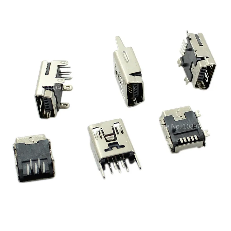 10pcs-Mini-USB-5pf-T-USB-Female-Data-Interface-Mini-USB-Plug-Patch ...