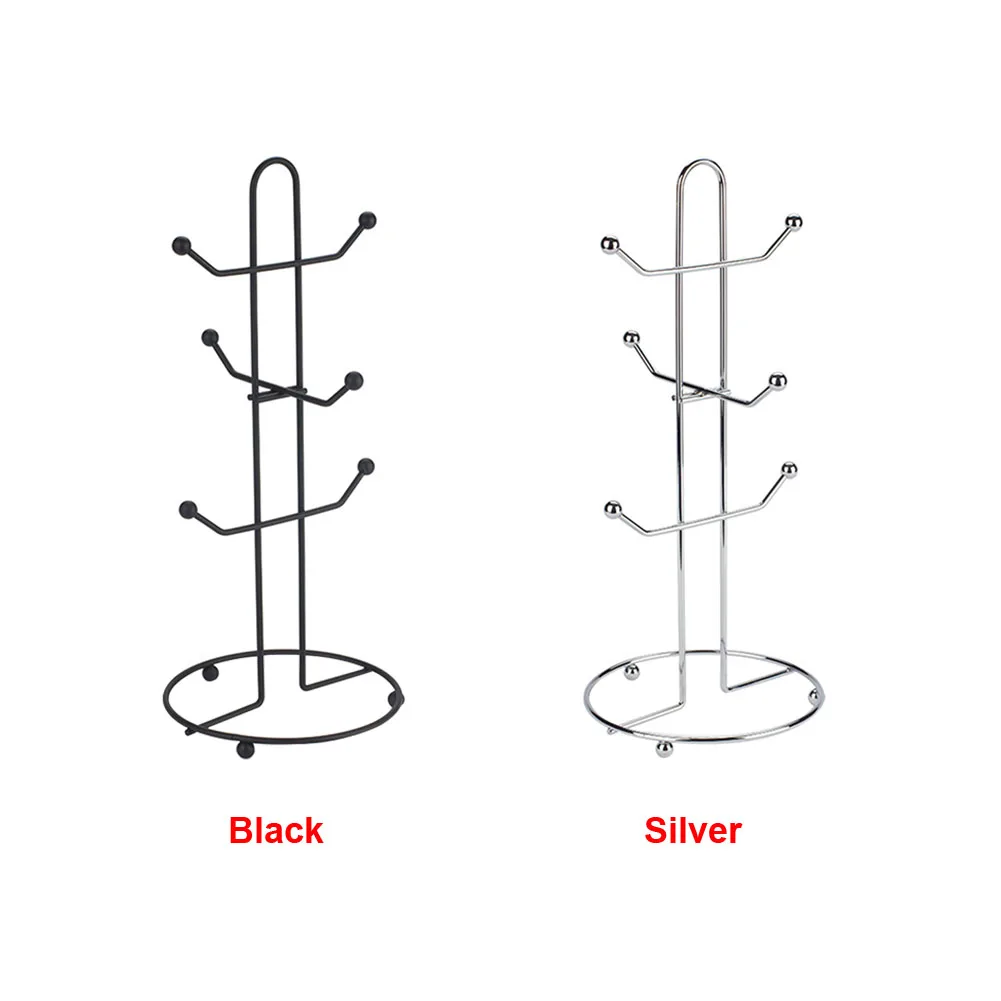 6 Hooks Home Smooth Surface Decoration Iron Hanging Stand Cup Holder ...