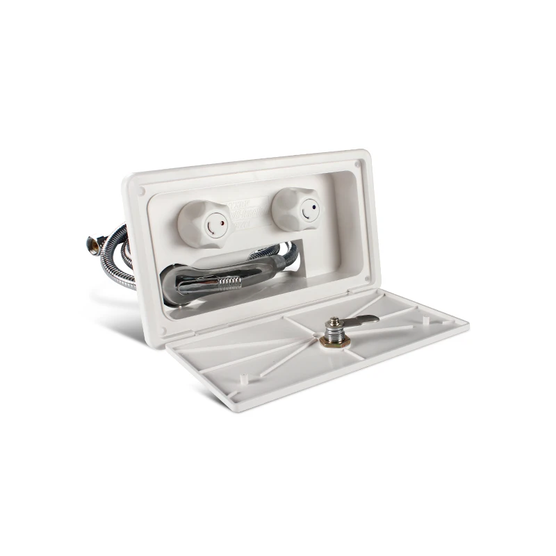 White Caravan Exterior Shower Box Kit With Lock - Includes Shower ...