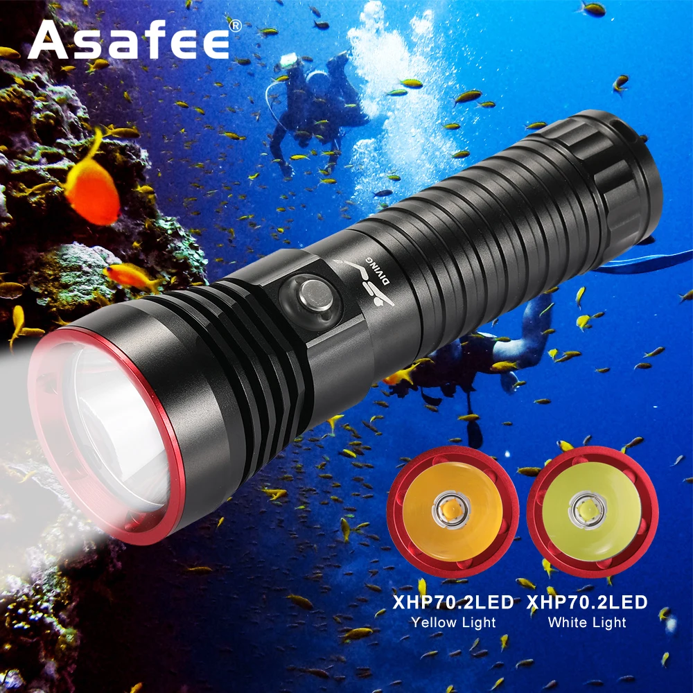 XHP70.2 Powerful Diving Flashlight Scuba Brightest XHP50 Waterproof ...