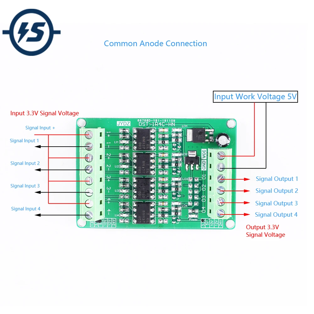 4bit Optocoupler Isolator 6n137 Encoder Counter 3.3v To 3.3v Signal ...