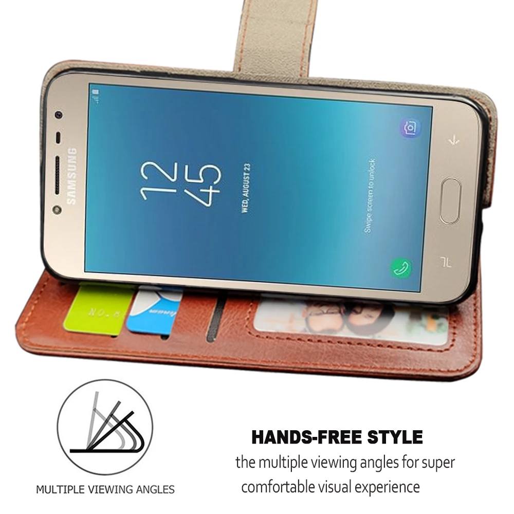 Роскошный кожаный флип чехол для samsung Galaxy J1 J2 J3 J4 J5 J6 J7 J8 Чехол-бумажник с ...