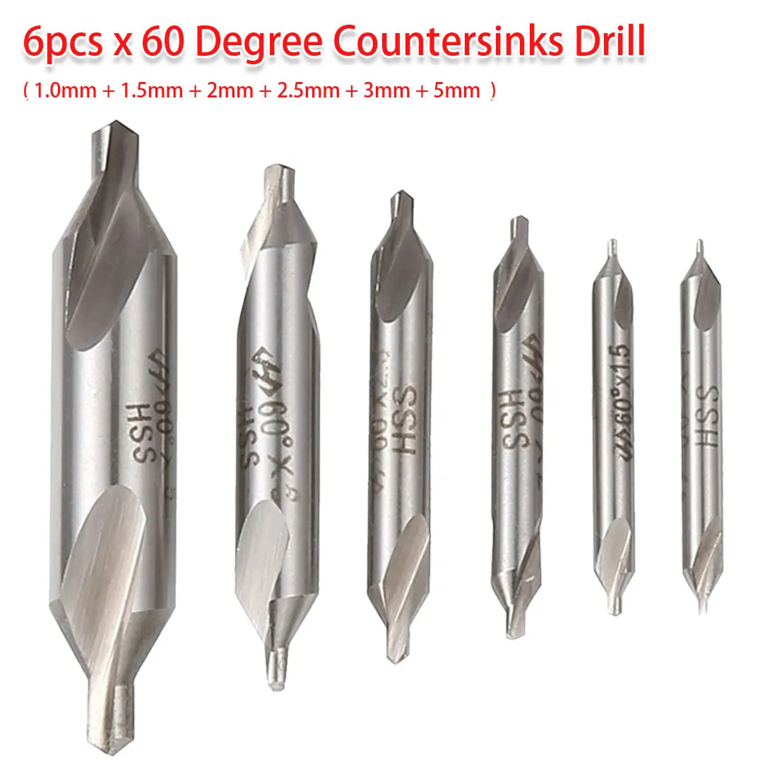 HSS Angle Drill Bit 6pcs 1.0mm 1.5mm 2mm 2.5mm 3mm 5mm 60 Degree Drill ...