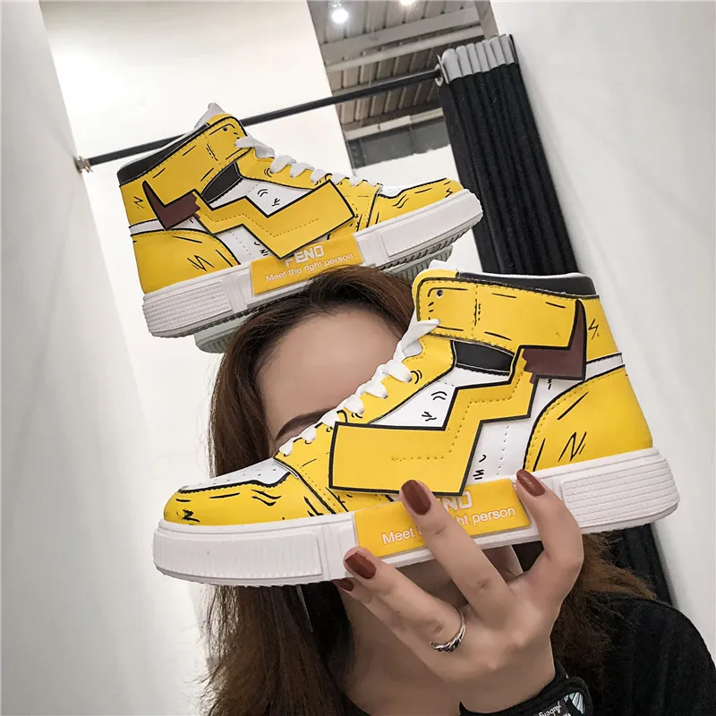 Cartoon Pokemon Black Pikachu Sneakers Shoes For Men - KawaiiMerch.com