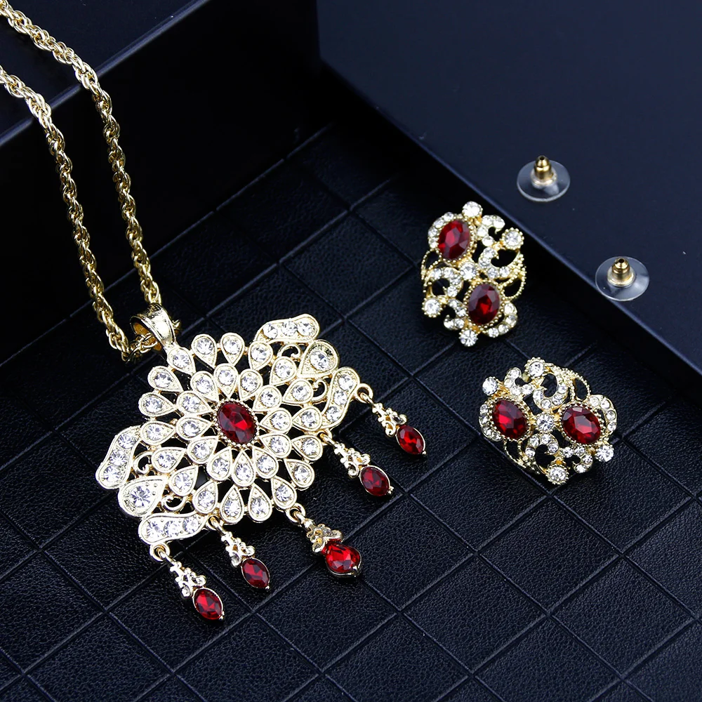 Sunspicems Arabic Gold Color Rhinestone Jewelry Round Pendant Sahara ...