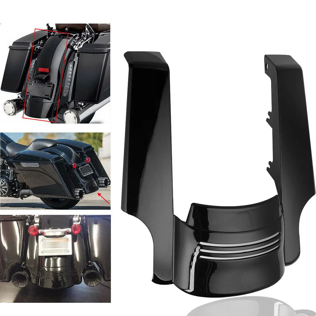 New Motorcycle Bright Black Stretched Rear Fender Extension For 2014 ...