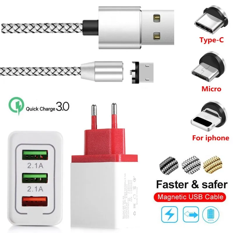 Cargador USB de carga rápida para móvil, Cable de carga magnética 3,0 para Huawei Honor 20, 10 ...