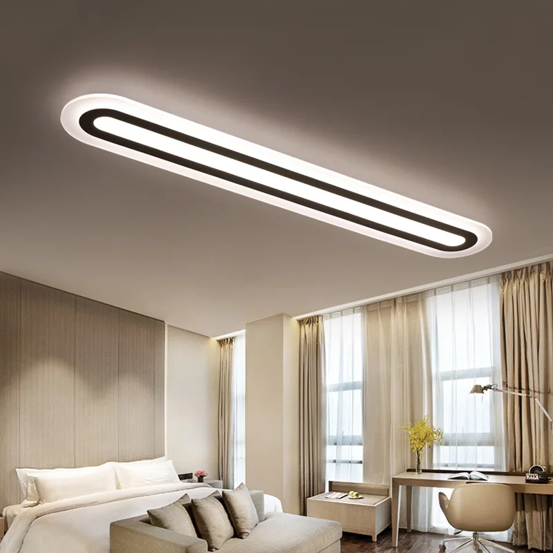 Elegant White Long Ceiling Light Suspended Lighting Round Led Light ...