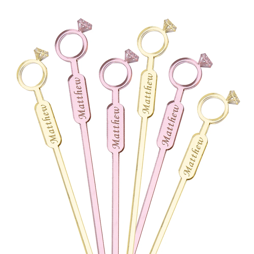 50-Pcs-Personalized-Engraved-Diamond-Ring-Drink-Stirrers-Custom-Acrylic ...