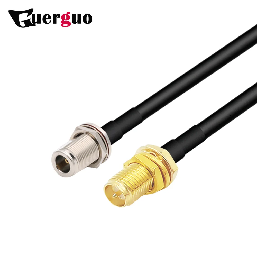 2pcs RG58 Cable Waterproof N Type Female Bulkhead to RP SMA Female Right Angle Coaxial Pigtail ...