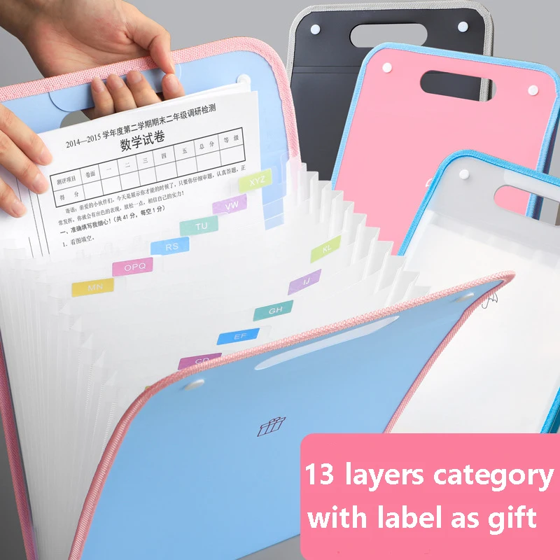 13 Layers A4 Expanding File Folder Organizer Document Bags Test Papers ...