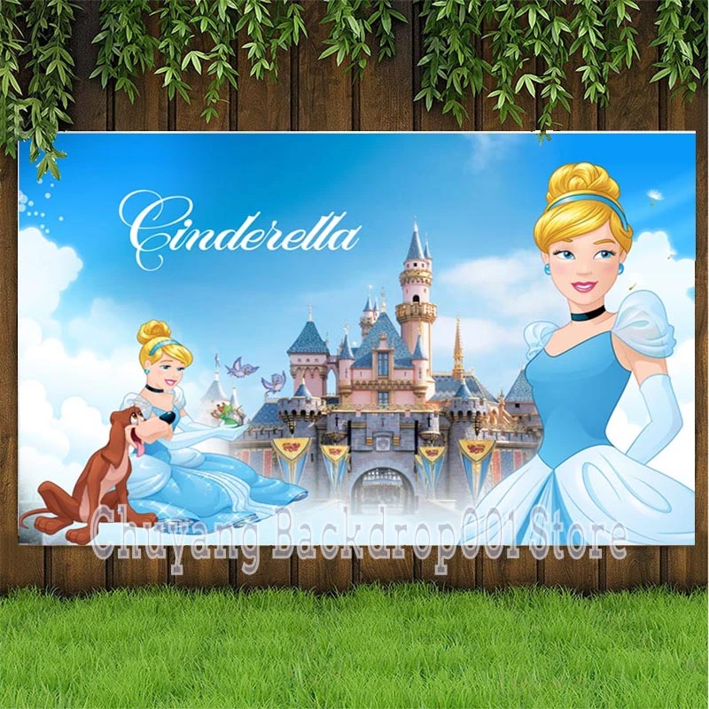 Cinderella Backdrop Banner, Digital Cinderella Birthday Backdrop Disney ...