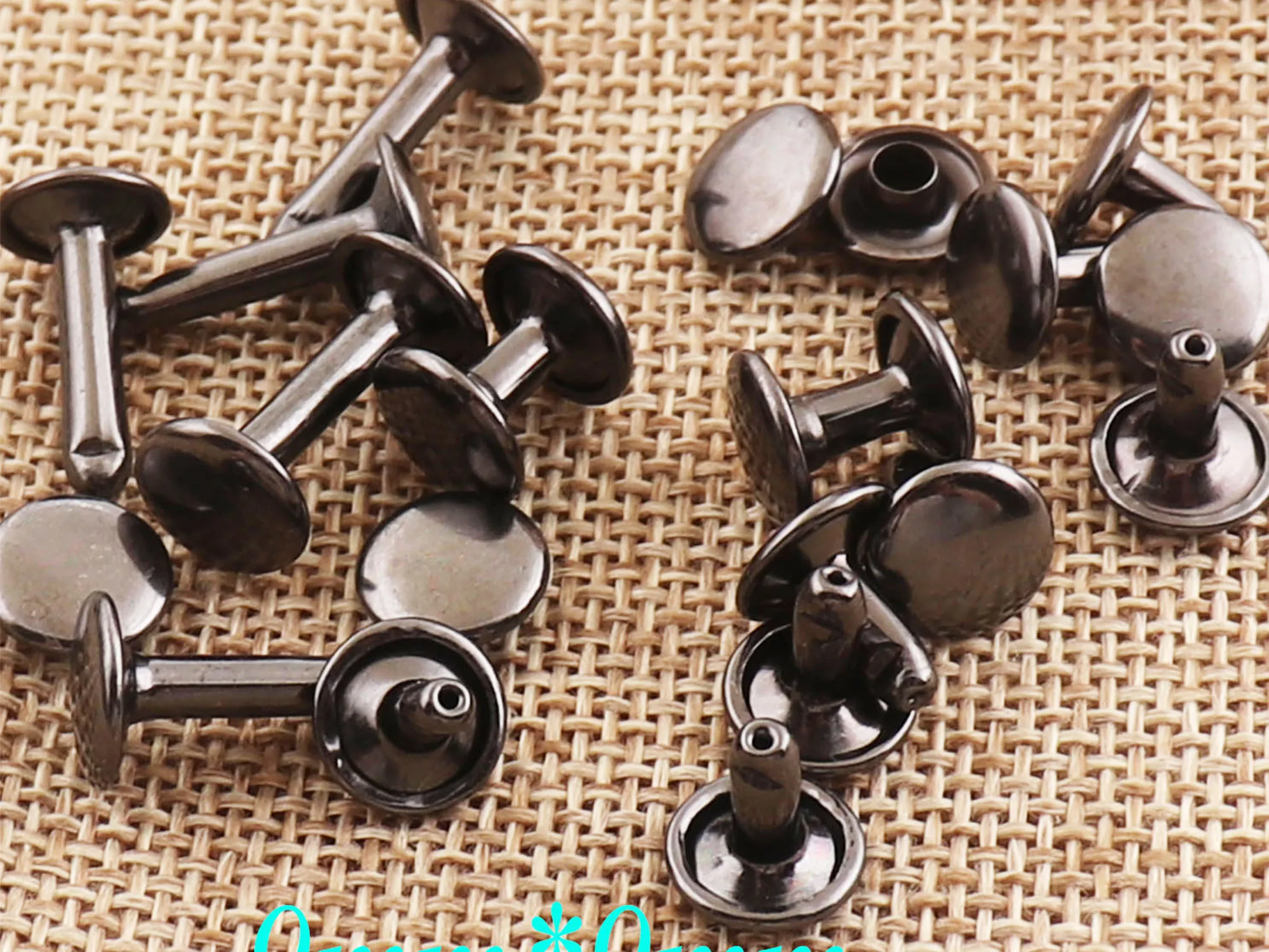 100-sets-Gunmetal-Double-Cap-Rivets-Craft-Studs-Rivet-Fastener-Snaps ...
