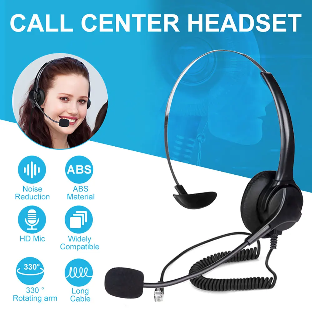 Office-Noise-Canceling-Communication-Headphone-Wired-Call-Center ...