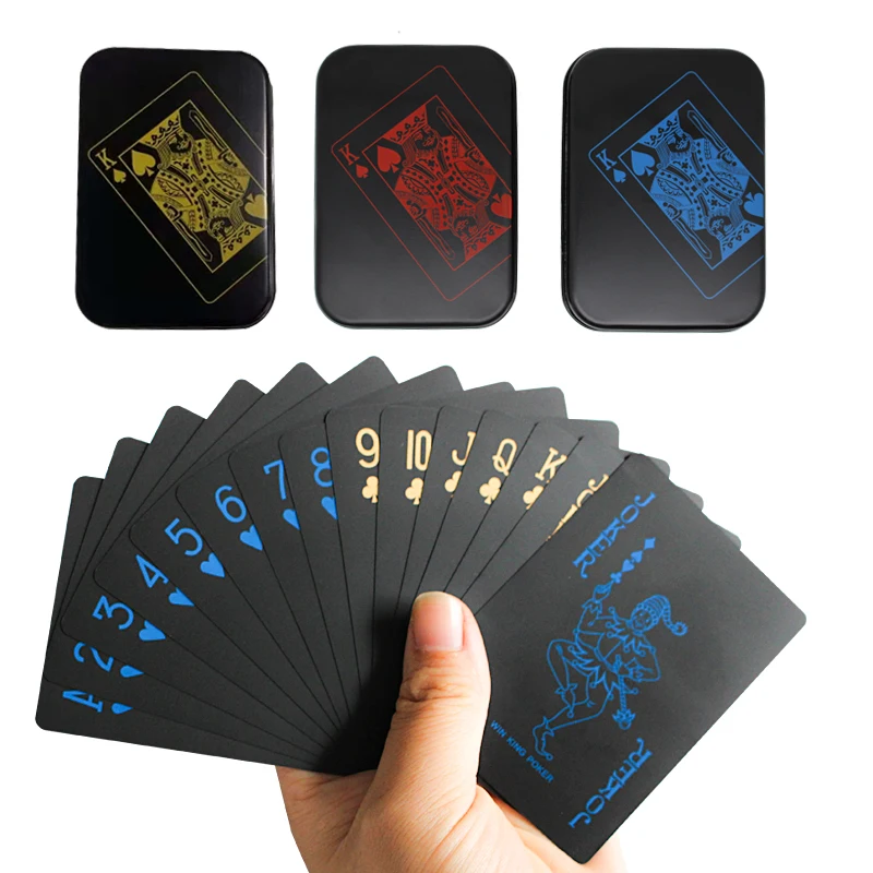 54 Pcs Waterproof Black Playing Cards Quality Plastic Pvc Playing Cards ...