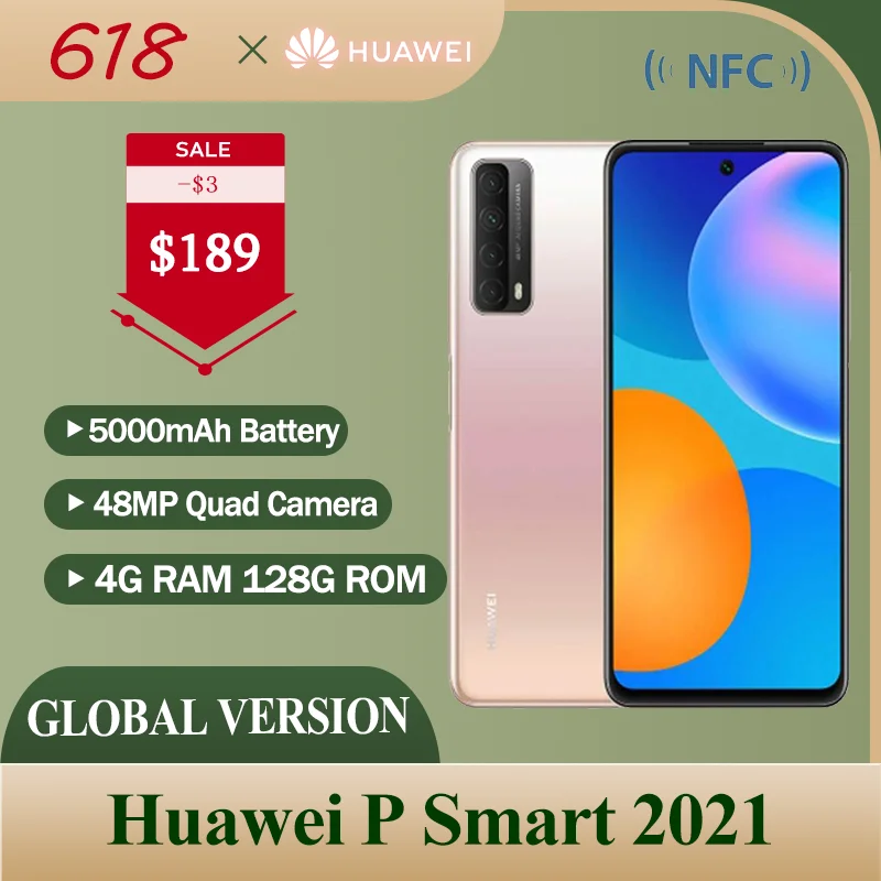 Huawei P Smart 2021 Smartphone Global Version 4GB 128GB NFC 48MP Quad ...
