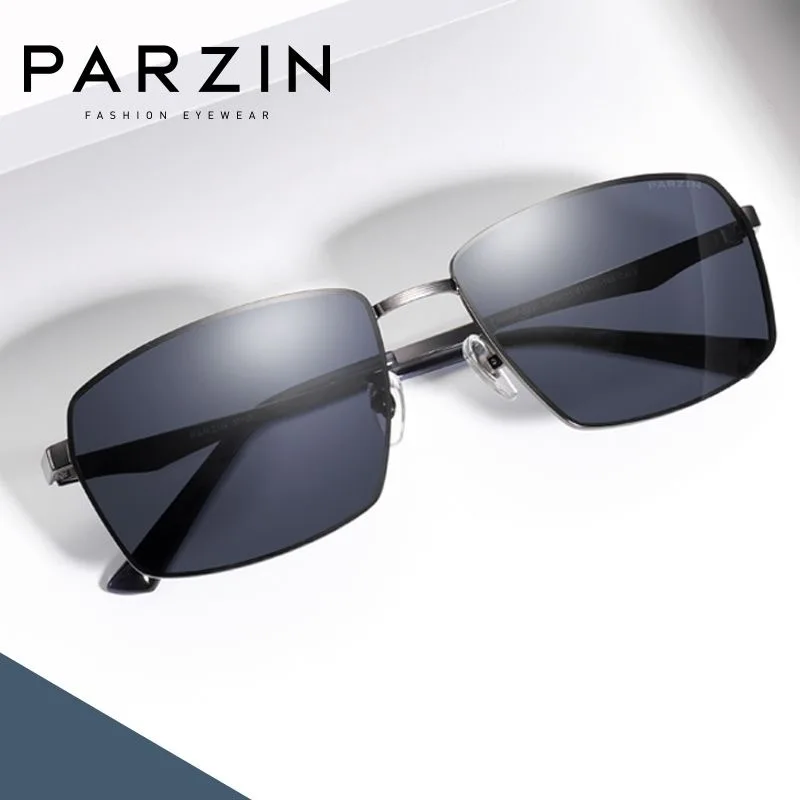 PARZIN-Polarized-Men-Sunglases-Rectangle-Metal-Frame-Sun-Glasses-For ...