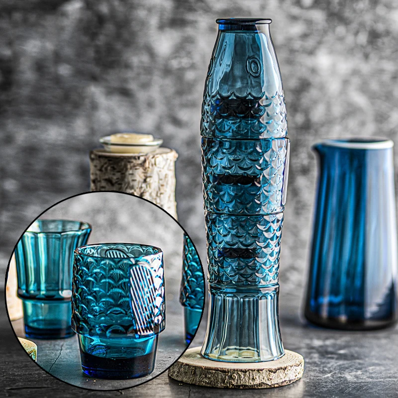 4pcs/set Creative Koi Fish Cup Fish Shaped Glass Set Stackable Fish ...