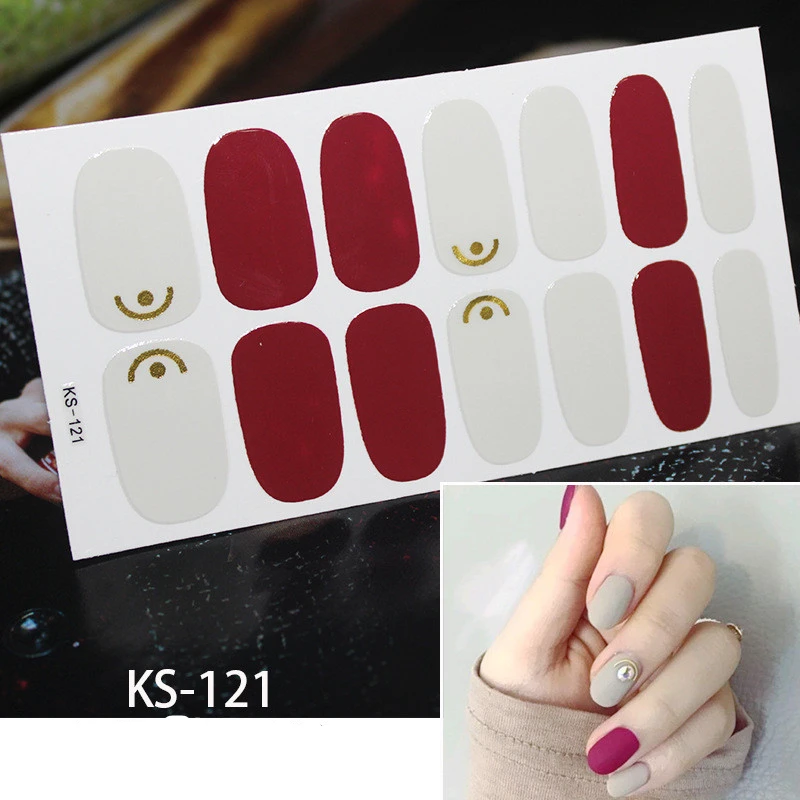 14tips/set Full Cover Nail Stickers Wraps Decoration DIY for Beauty ...