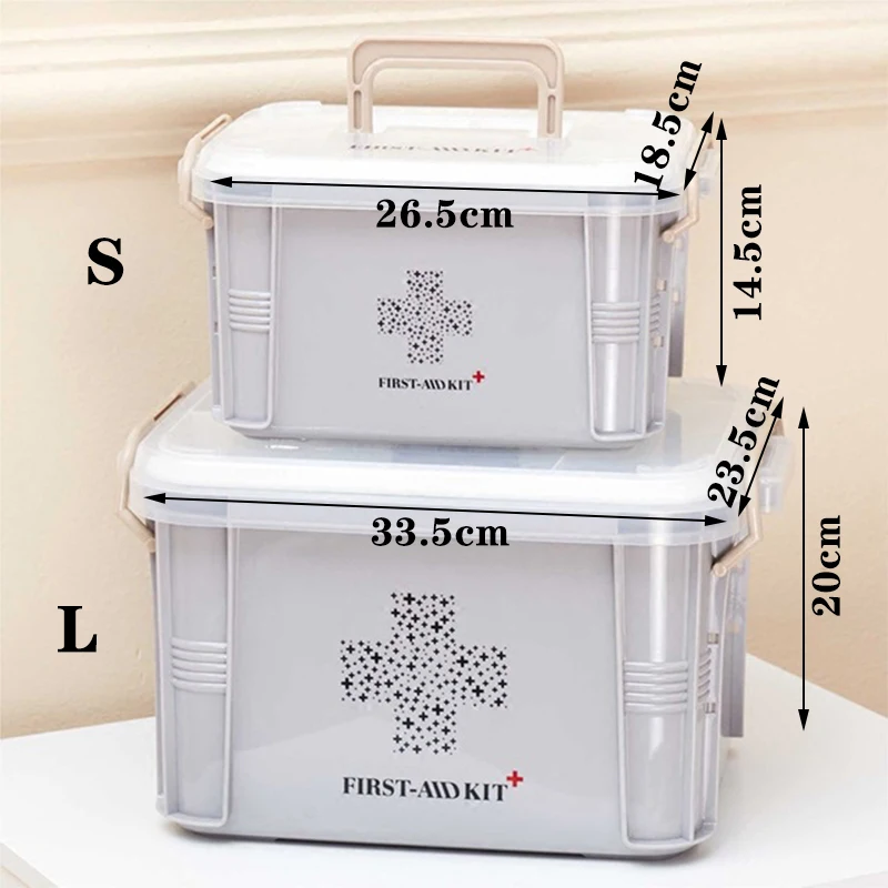 Plastic First Aid Kit Container Medicine Storage Organizer 2 Layers ...