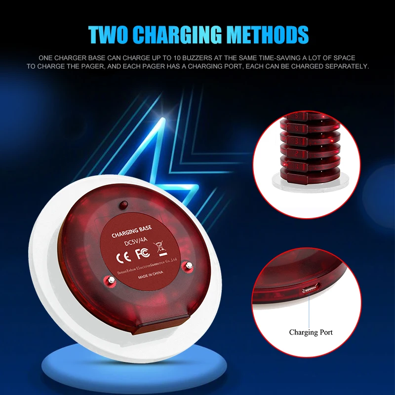 Retekess T119 Restaurant Pager Wireless Paging Queue System 10 Coaster ...