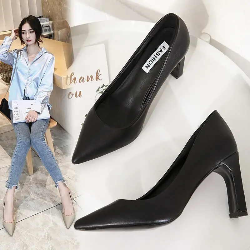 34 43 new spring and autumn pointed toe basic shallow mouth super high ...