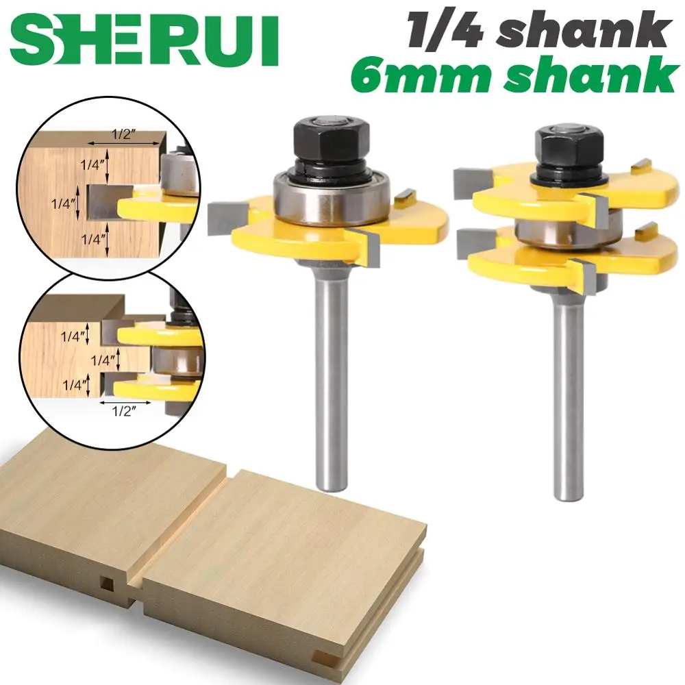 2pc-6mm-1-4inch-Shank-high-quality-Tongue-Groove-Joint-Assembly-Router ...