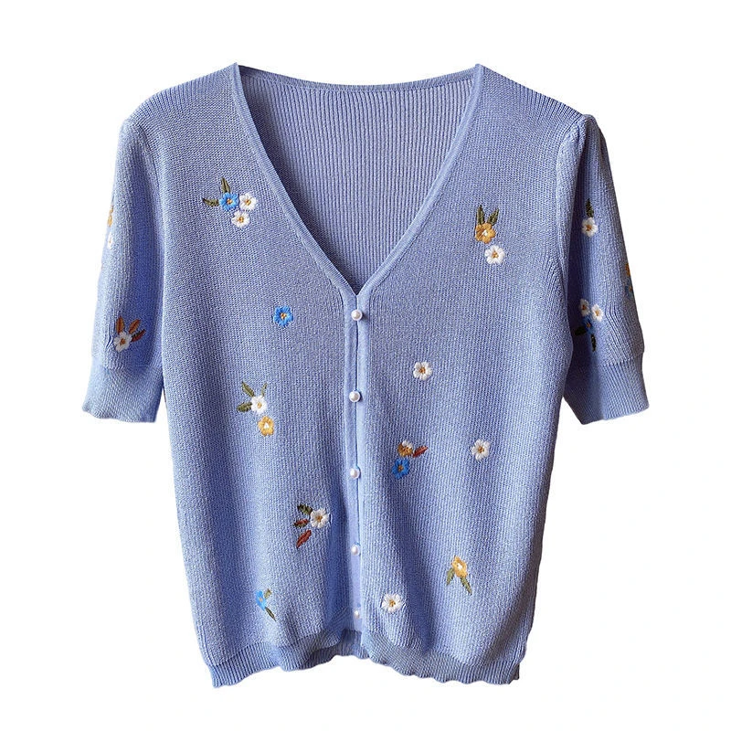 Gilet Cardigan Femme,Cardigans tricotés avec broderie florale pour ...