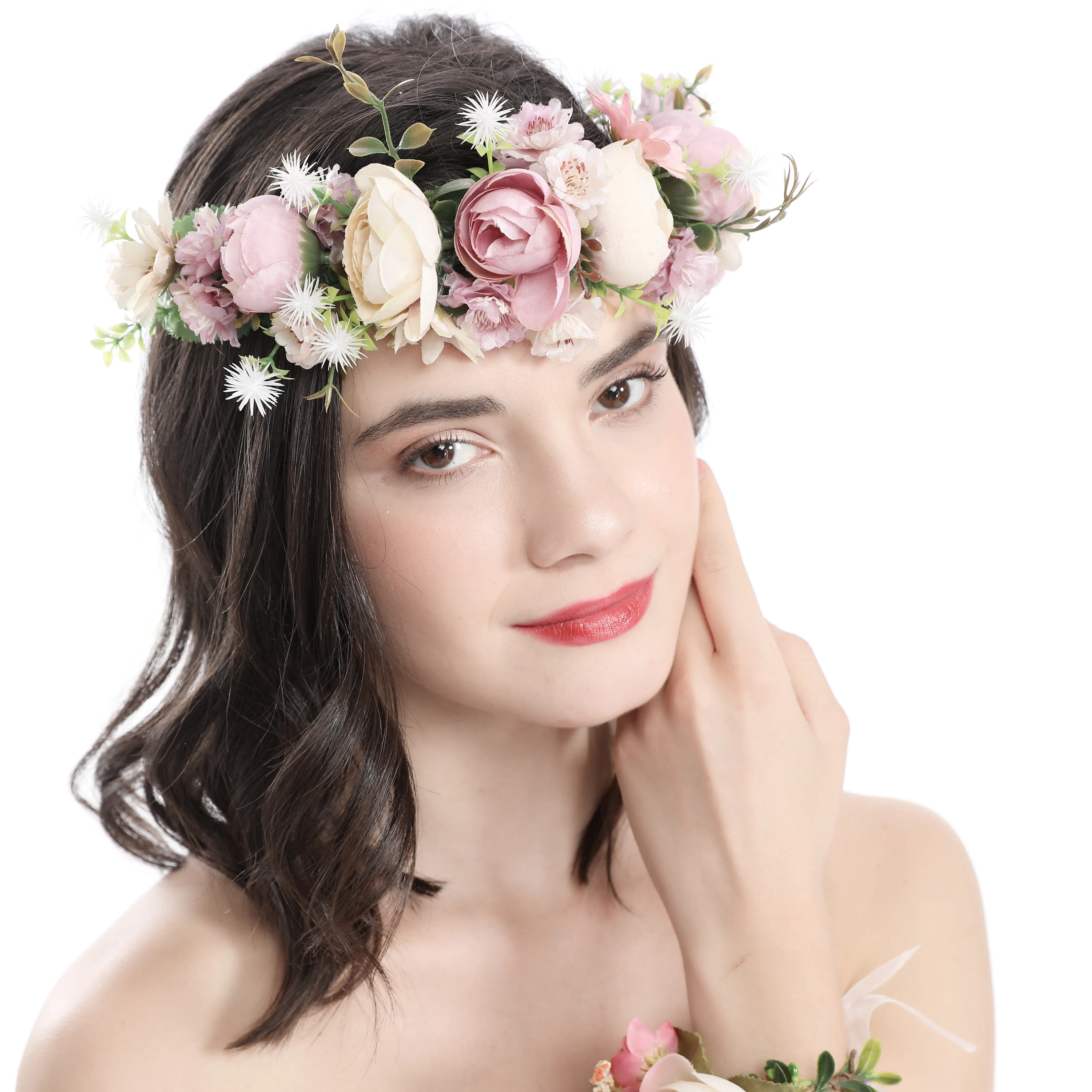 Coroa de cabelo com flores, guirlandas de cabelo para mulheres, coroa de flores para casamento ...