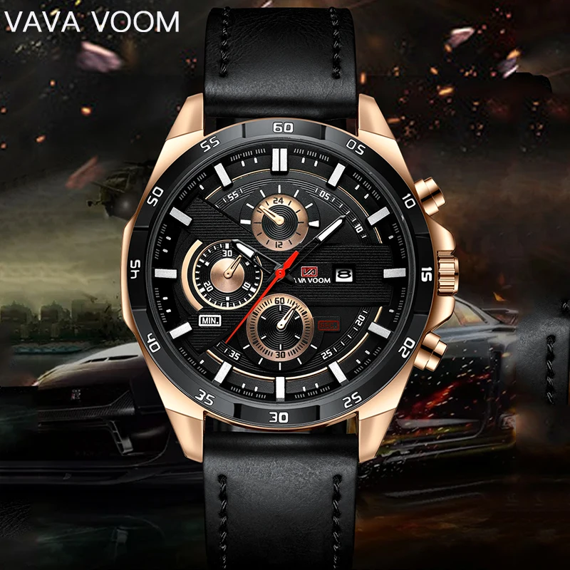 VAVA VOOM Luxury Brand Men Sport Watches Men's Leather Rome Digital ...