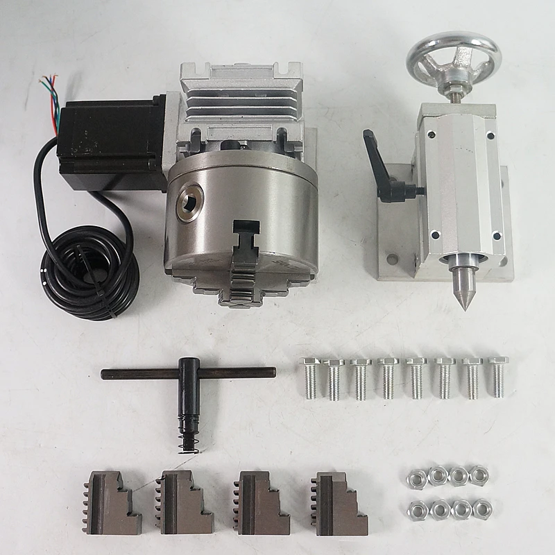 DIY CNC 4th A Rotary Axis Tailstock 80mm 100mm 130mm Chuck CNC dividing ...
