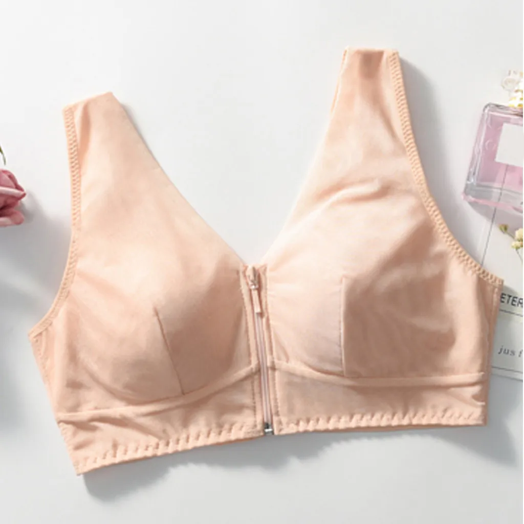 Female Comfortable Bras Front Zipper Sports Bra Without Steel Ring ...