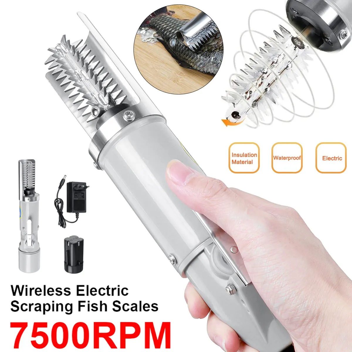 8800mAh Cordless Electric Fish Scaler Waterproof Portable Fish Scraper ...