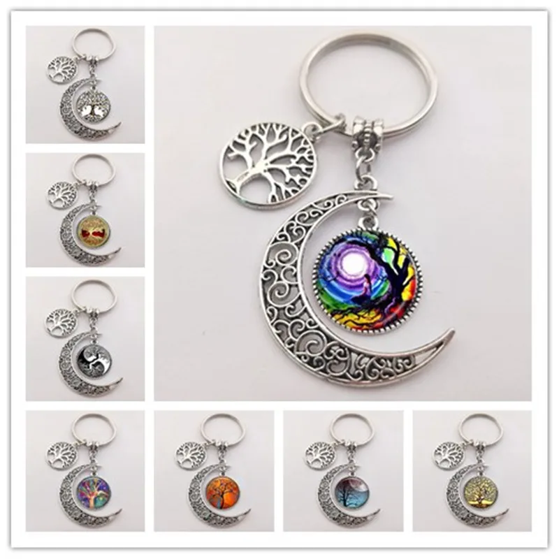The-latest-tree-of-life-statement-keychain-art-photo-glass-moon-pendant ...