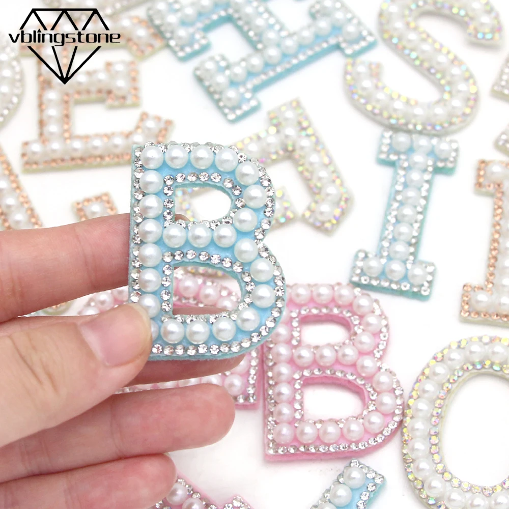 1pcs Patches Pearl Rhinestone Letter Patch English Alphabet Clothing ...