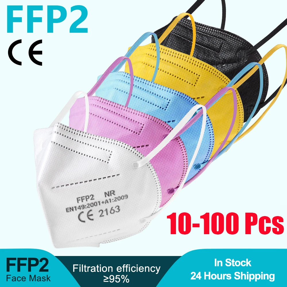 10 100 sztuk ffp2 CE maska fpp2 zatwierdzone kn95 Mascarillas maski ...