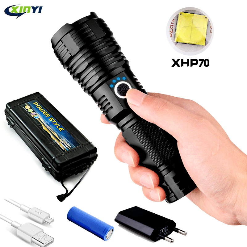 2020Newest Most Powerful XHP70.2 LED Flashlight XHP50 USB Zoom Torch ...