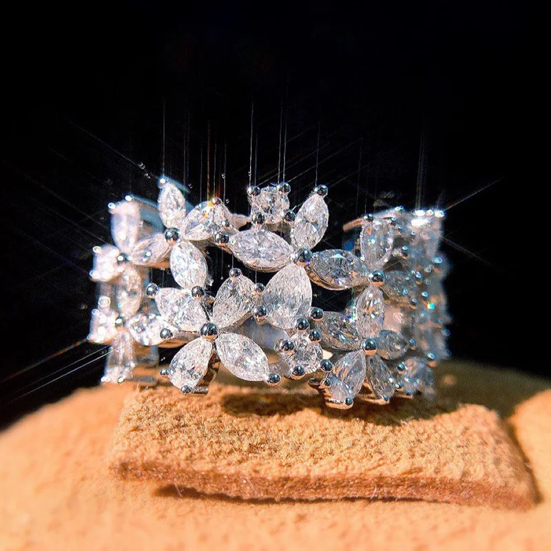 Anillo-de-flores-de-Color-plateado-con-piedra-de-circ-n-para-mujer ...