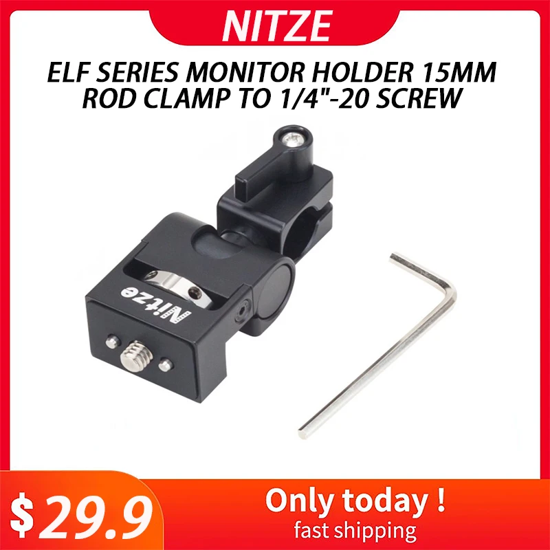 NITZE ELF SERIES MONITOR HOLDER 15MM ROD CLAMP TO 1/4" 20 SCREW WITH ...
