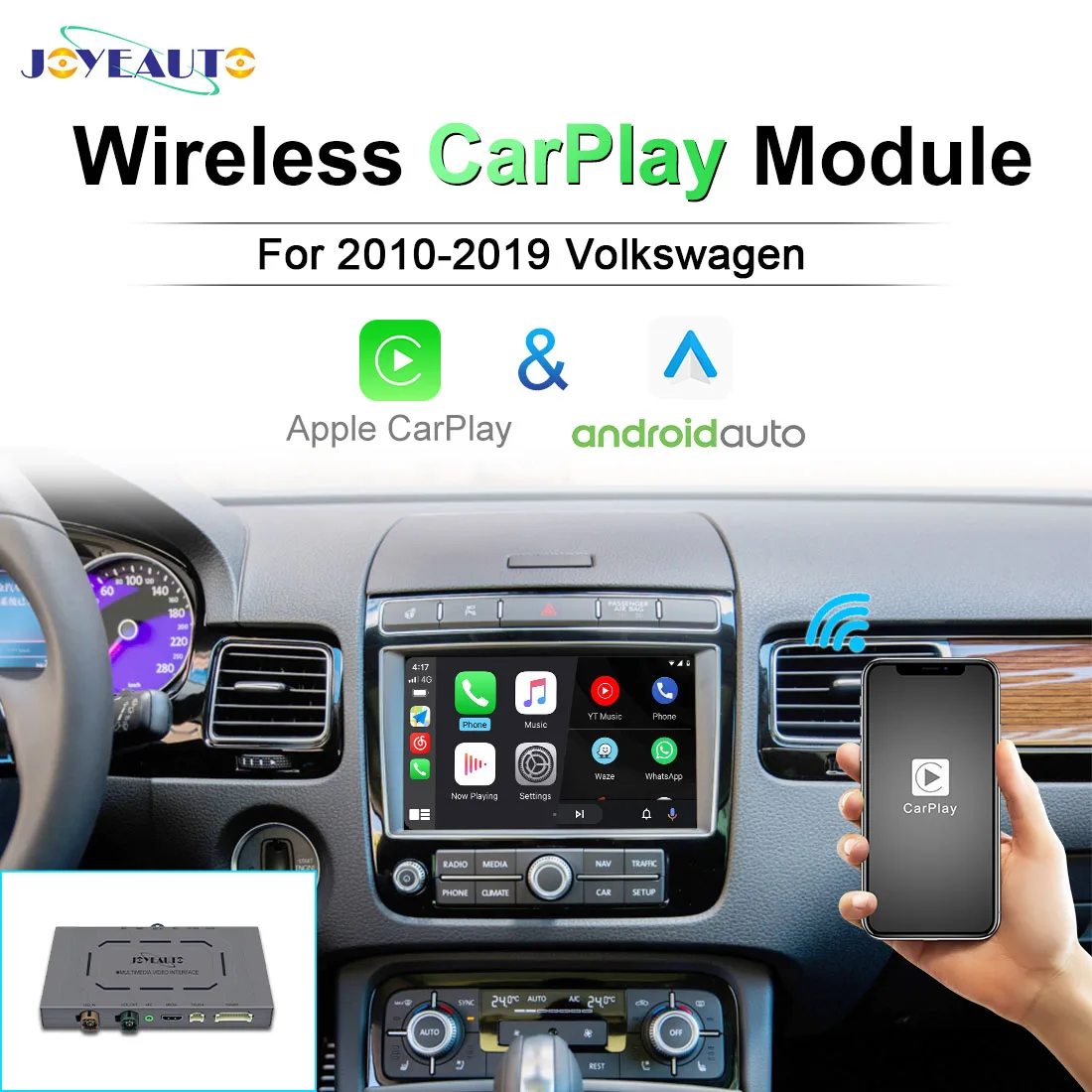 JoyeAuto bezprzewodowy Apple CarPlay dla Volkswagen VW Polo Golf Touareg 2010 2019 Android Auto ...
